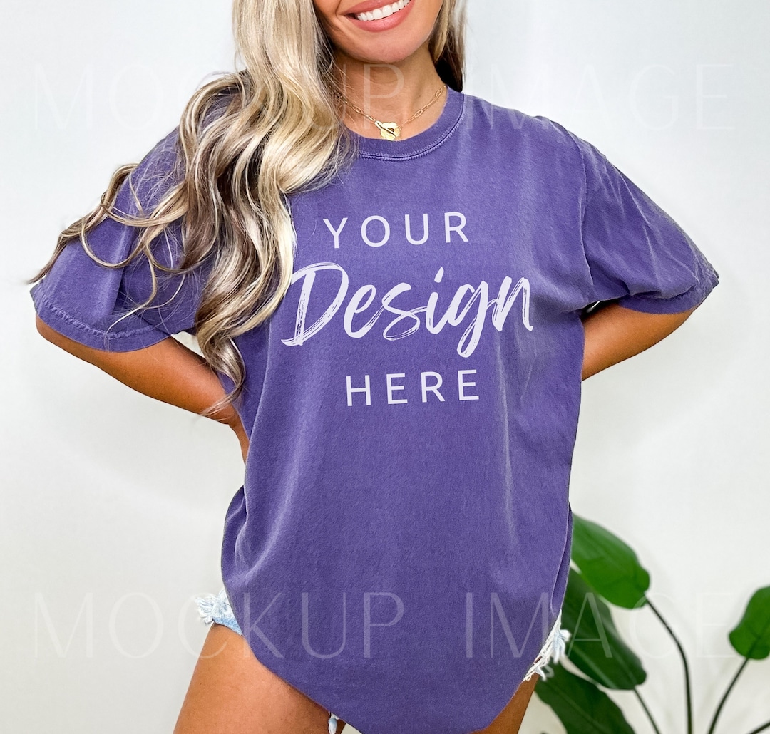 Comfort Colors C1717 Grape Shirt Mockup - Oversized Mockup - Grape ...