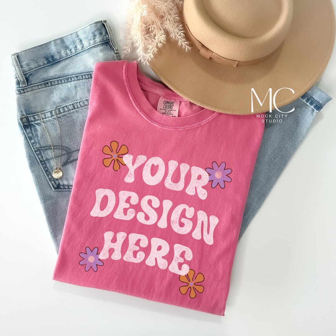 Comfort Colors 1717 Crunchberry Mockup, Comfort Colors Flat Lay Mock Up ...