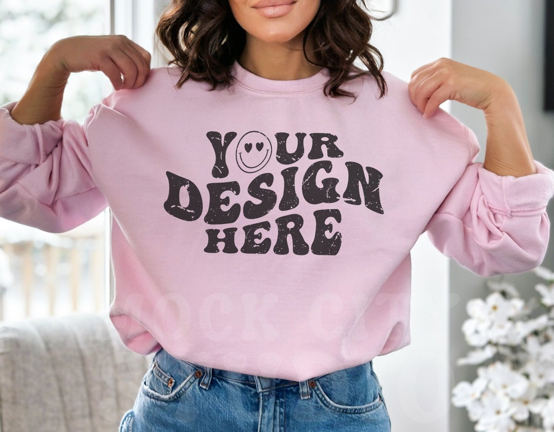 Gildan 18000 Light Pink Mockup, Gildan Sweatshirt Mockup | Sweatshirt ...