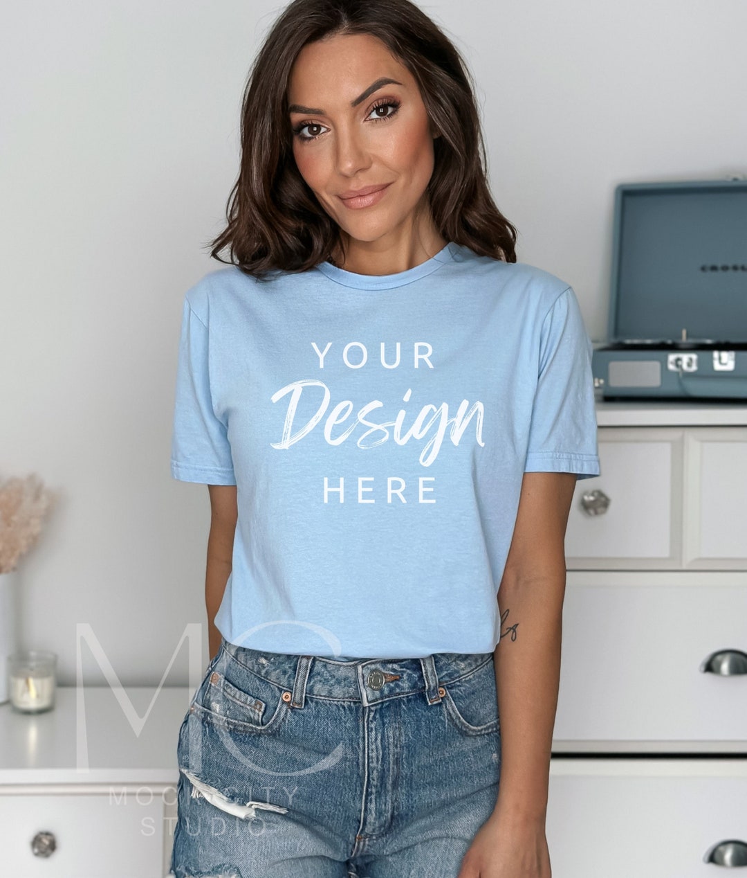 Gildan Light Blue Tshirt Mockup, Gildan 64000 Mockup, Soft Style T ...