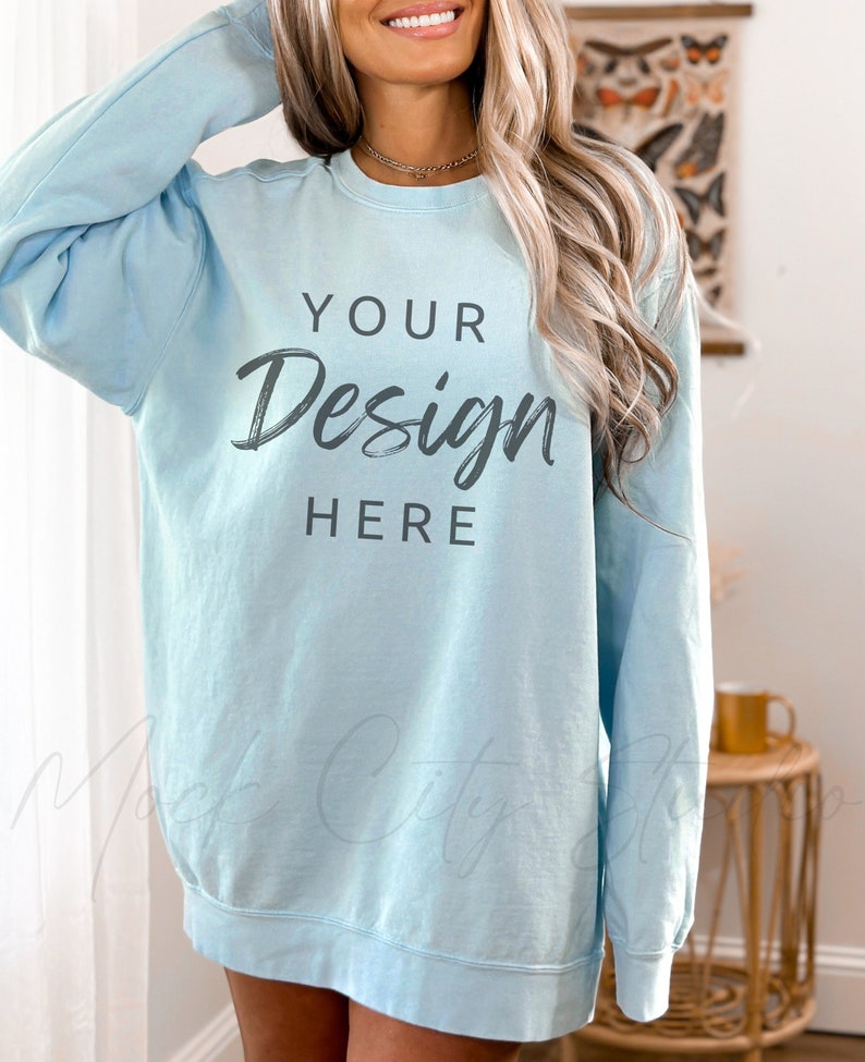 Comfort Colors 1566 Chambray Mockup, Comfort Colors Sweatshirt Mockup ...