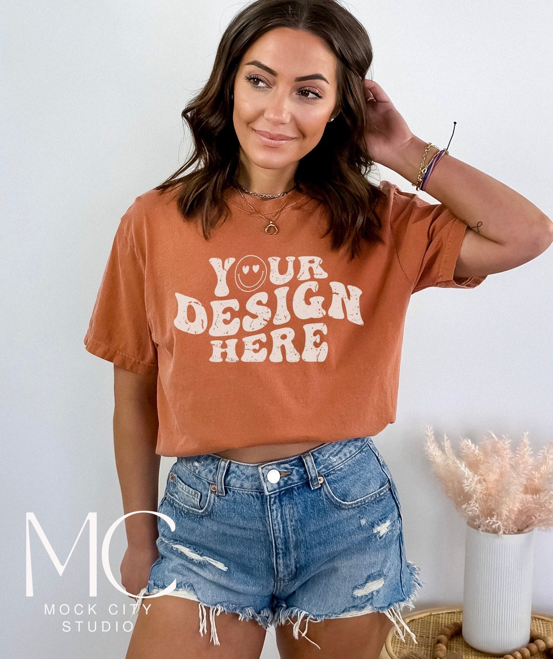 Comfort Colors Yam Mockup, C1717 Tshirt Mockup, Model Mockup, Orange ...