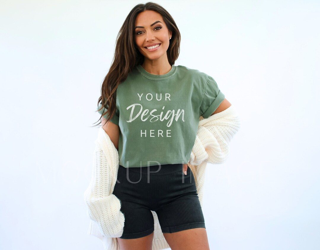 Moss Comfort Colors 1717 T-shirt Mockup, Comfort Colors Tshirt Mockup ...