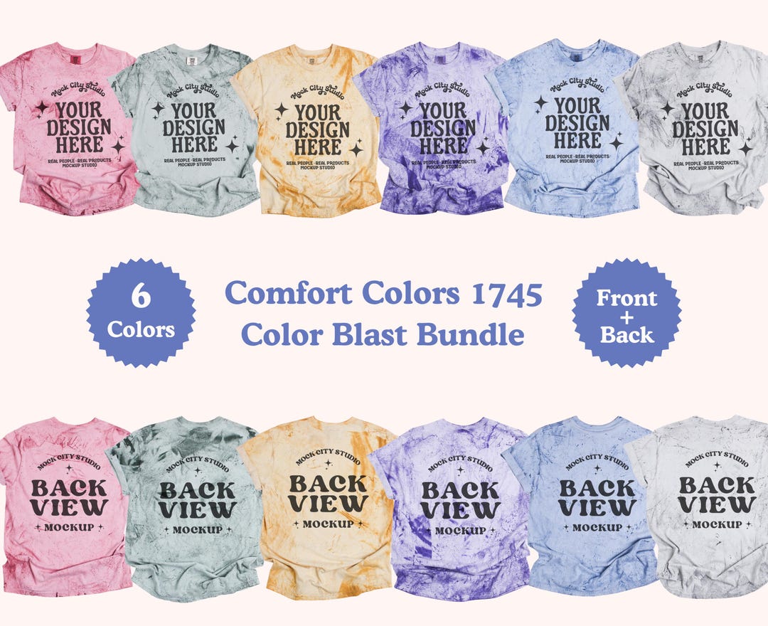 Comfort Colors 1745 Color Blast Tshirt Flat Lay Bundle, Front Side Flat ...