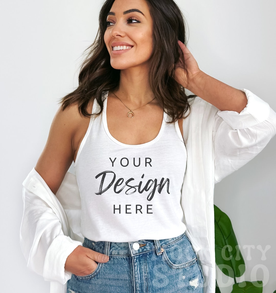 Next Level 1533 Mockup, White Mockup, White Next Level 1533, Racerback ...