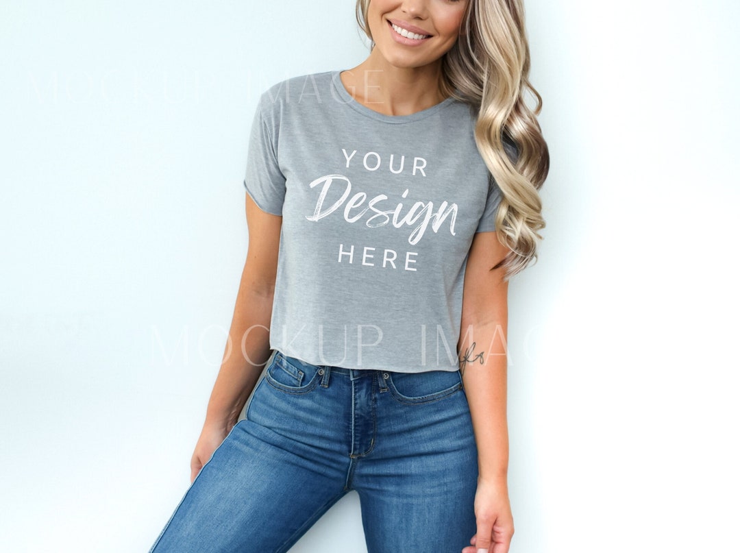 Next Level 5080 Mockup, Heather Gray 5080 Crop Top Mockup, Cropped ...