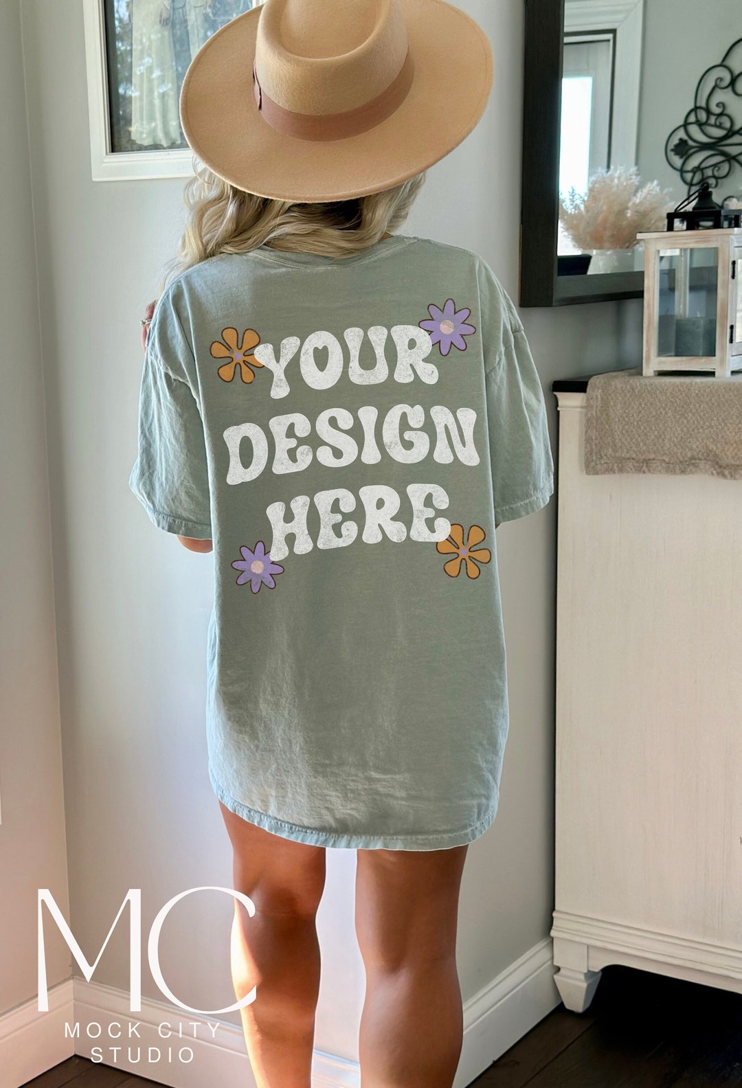 Comfort Colors C1717 BAY Shirt Mockup, Back of Shirt Mockup, Oversized ...