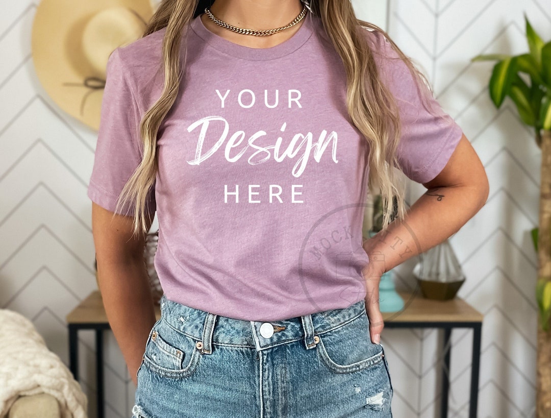 Bella Canvas 3001 Tshirt Mockup, Heather Orchid Bella Canvas, Shirt ...