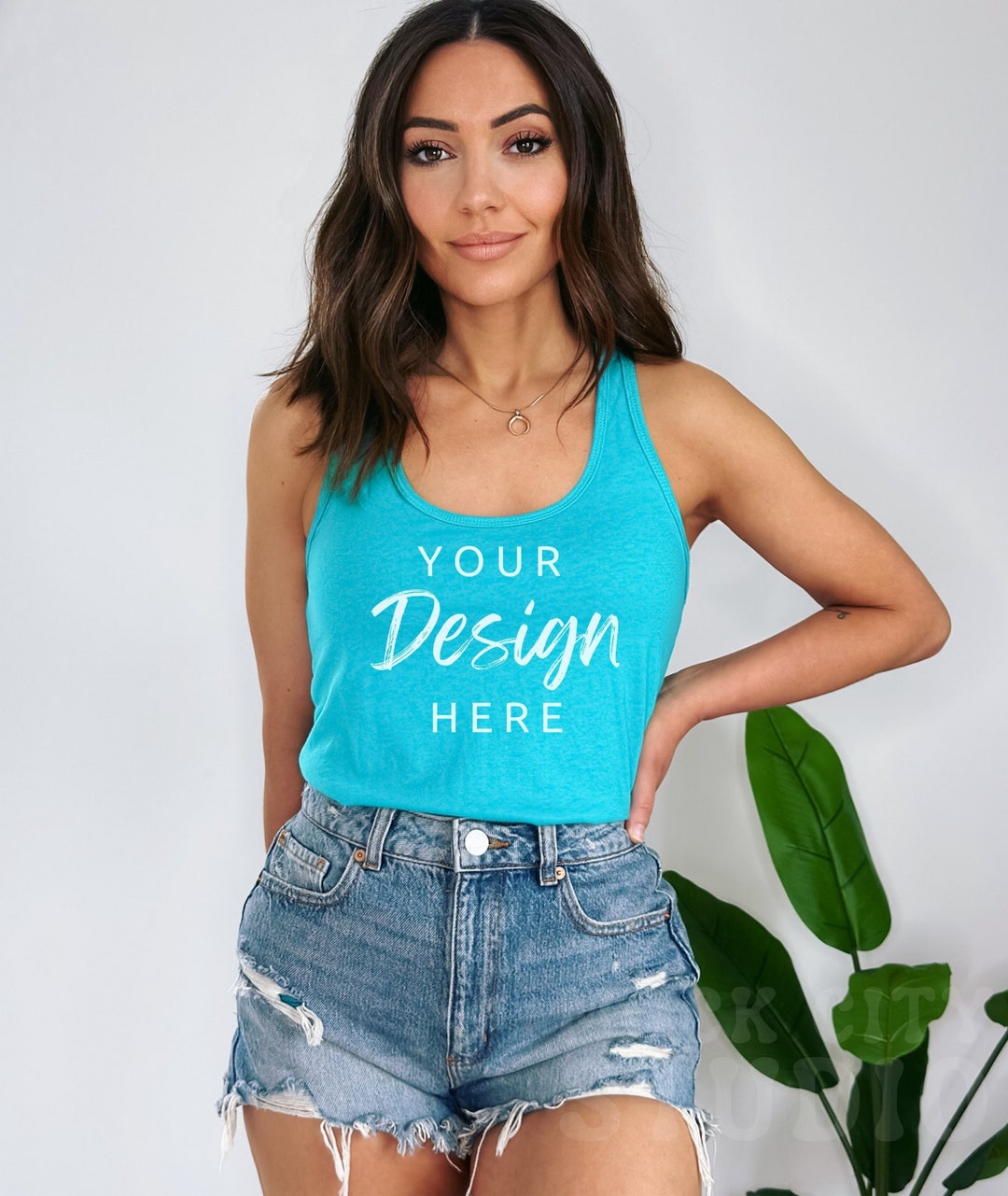 Next Level 1533 Mockup, Tahiti Blue Tank Top Mockup, Blue Next Level ...