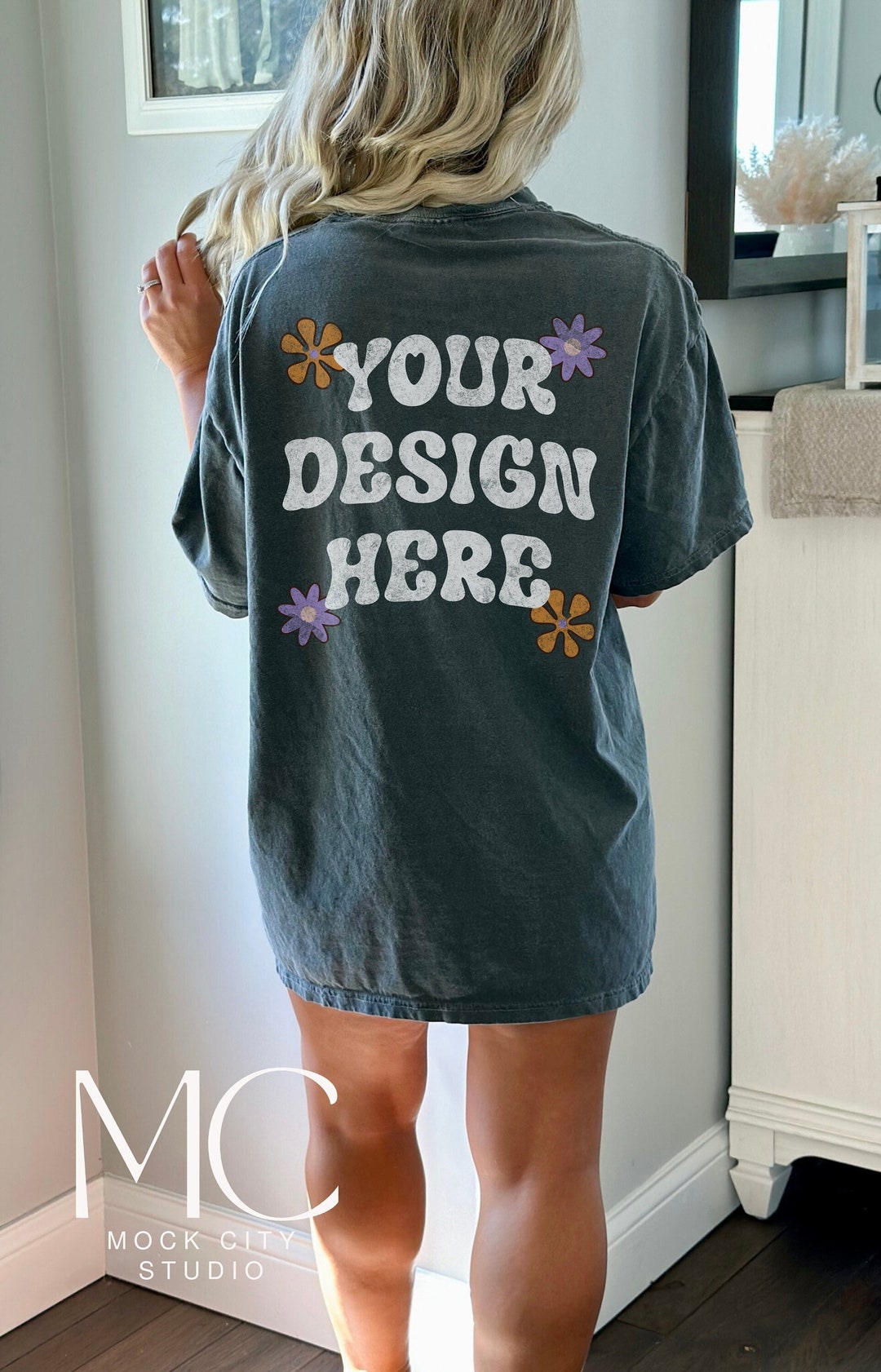 Comfort Colors C1717 PEPPER Shirt Mockup, Back of Shirt Mockup ...