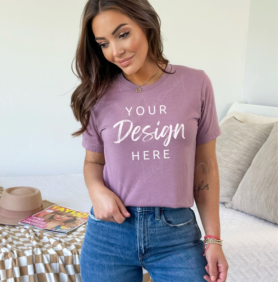 Bella Canvas 3001 Heather Orchid Mockup, Tshirt Mockup, Bella Shirt ...