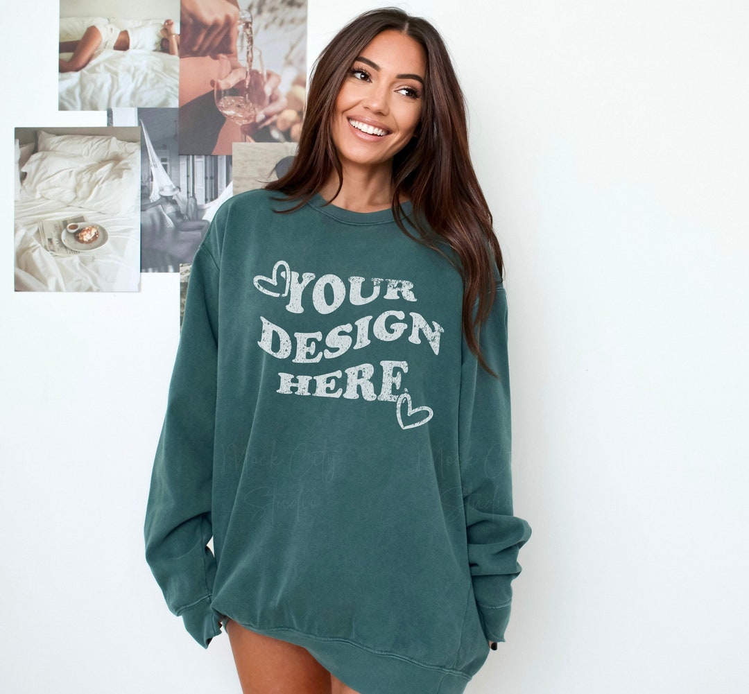 Comfort Colors 1566 Blue Spruce Mockup, Comfort Colors Sweatshirt ...