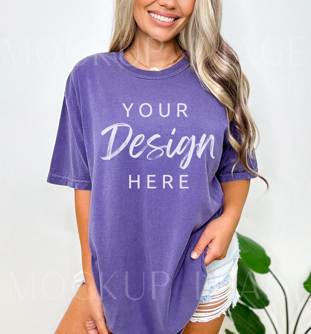 Comfort Colors C1717 Grape Shirt Mockup - Oversized Mockup - Grape ...
