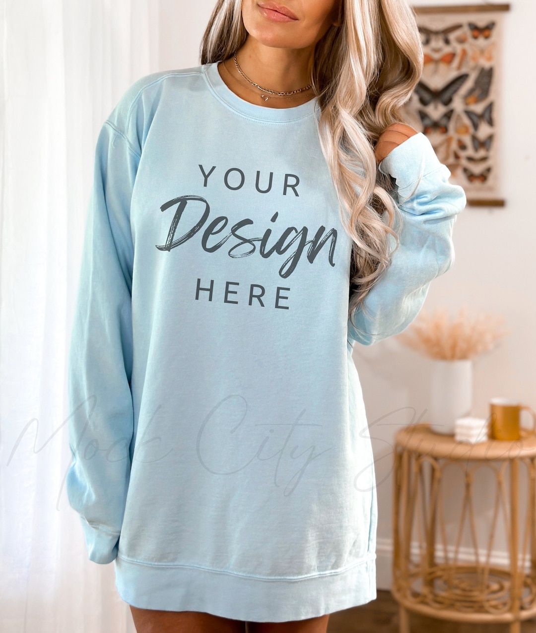 Comfort Colors 1566 Chambray Mockup, Comfort Colors Sweatshirt Mockup ...