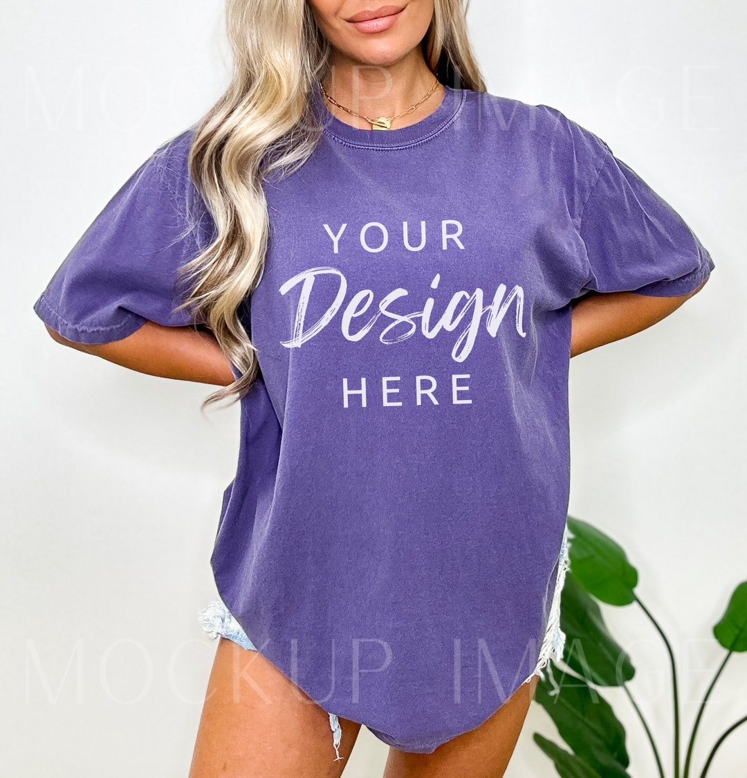 Comfort Colors C1717 Grape Shirt Mockup - Oversized Mockup - Grape ...