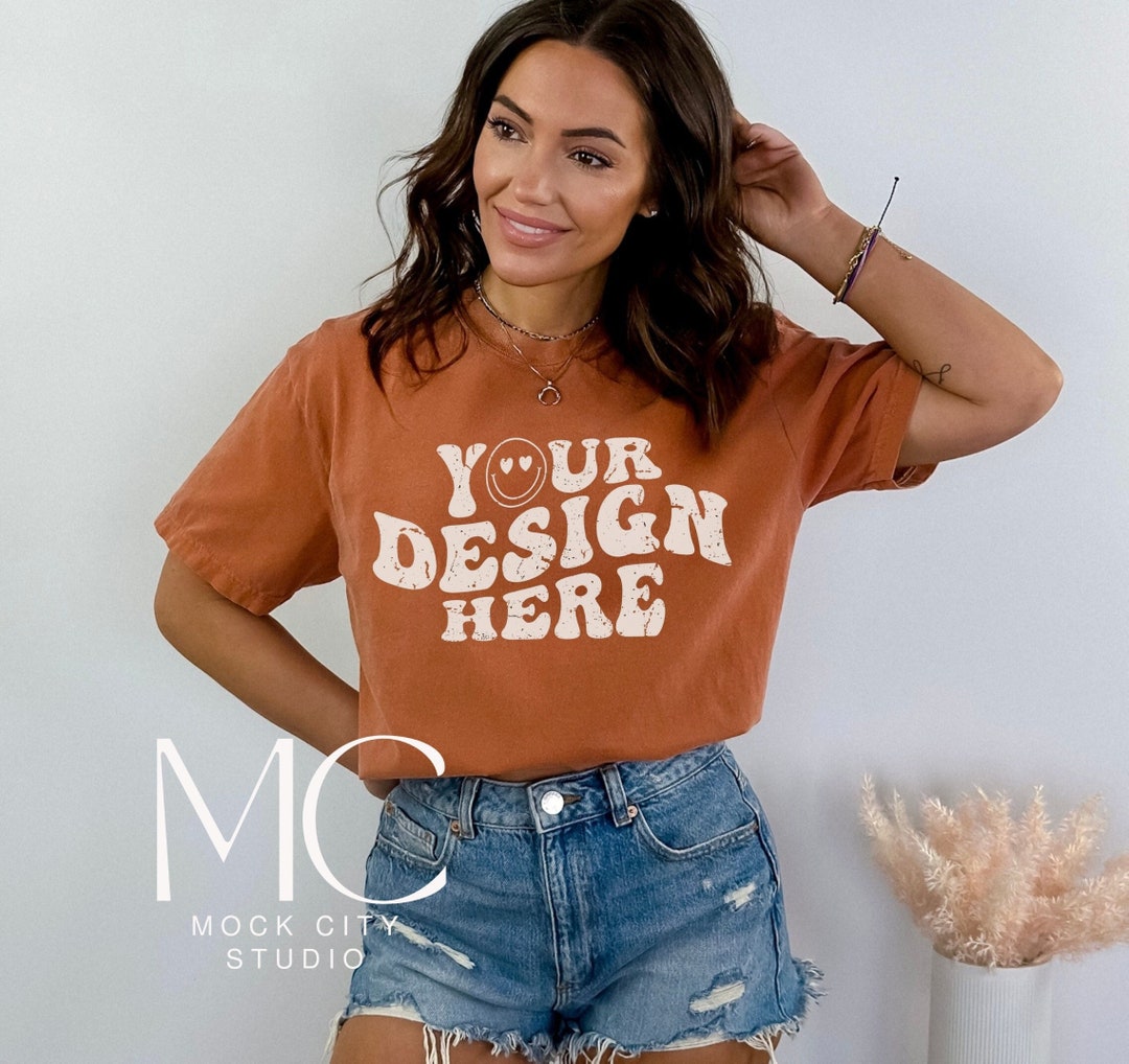 Comfort Colors Yam Mockup, C1717 Tshirt Mockup, Model Mockup, Orange ...