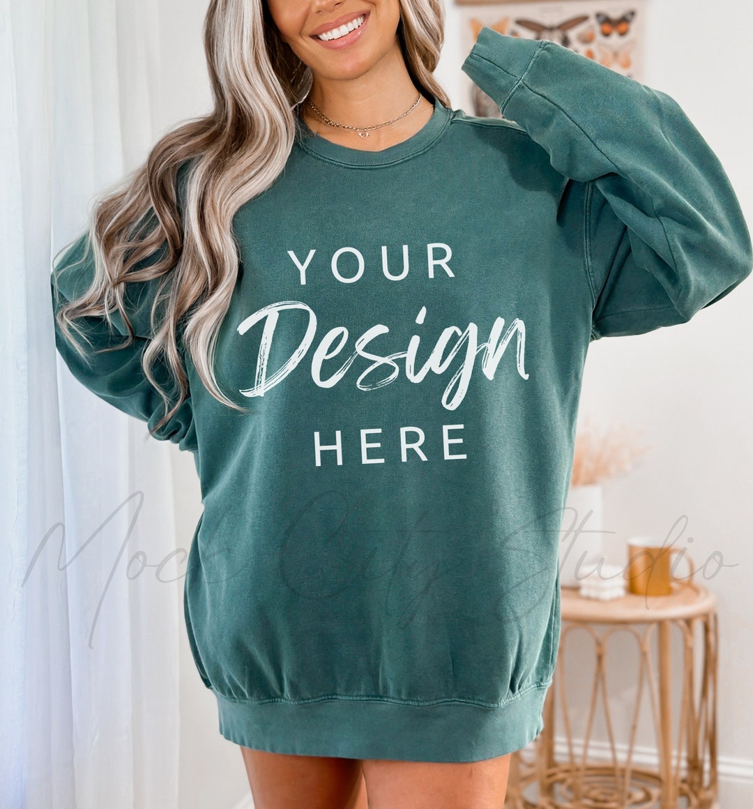 Comfort Colors 1566 Blue Spruce Mockup, Comfort Colors Sweatshirt ...