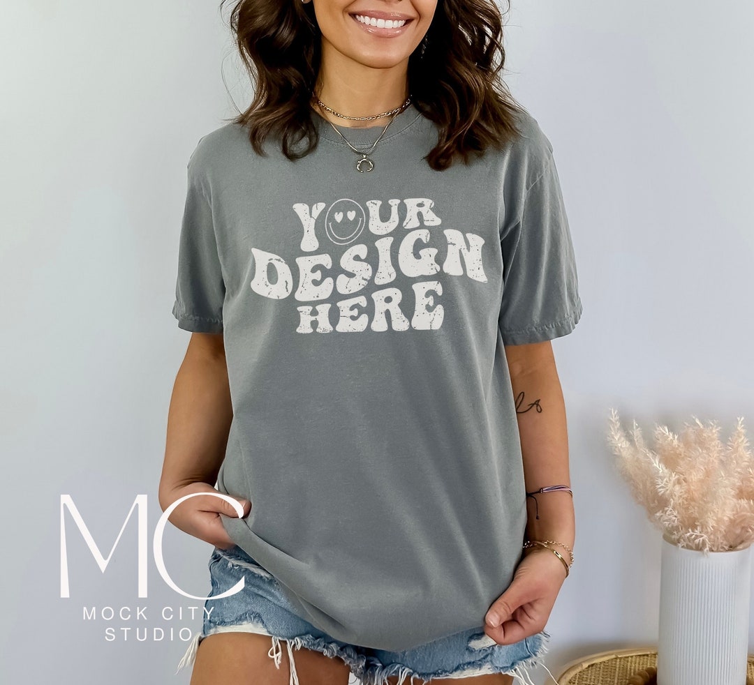 Comfort Colors Grey Mockup, C1717 Tshirt Mockup, Model Mockup, Gray ...