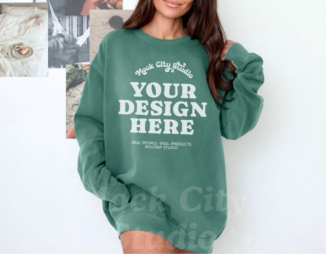 Light Green Comfort Colors 1566 Mockup, Comfort Colors 1566 Crewneck ...