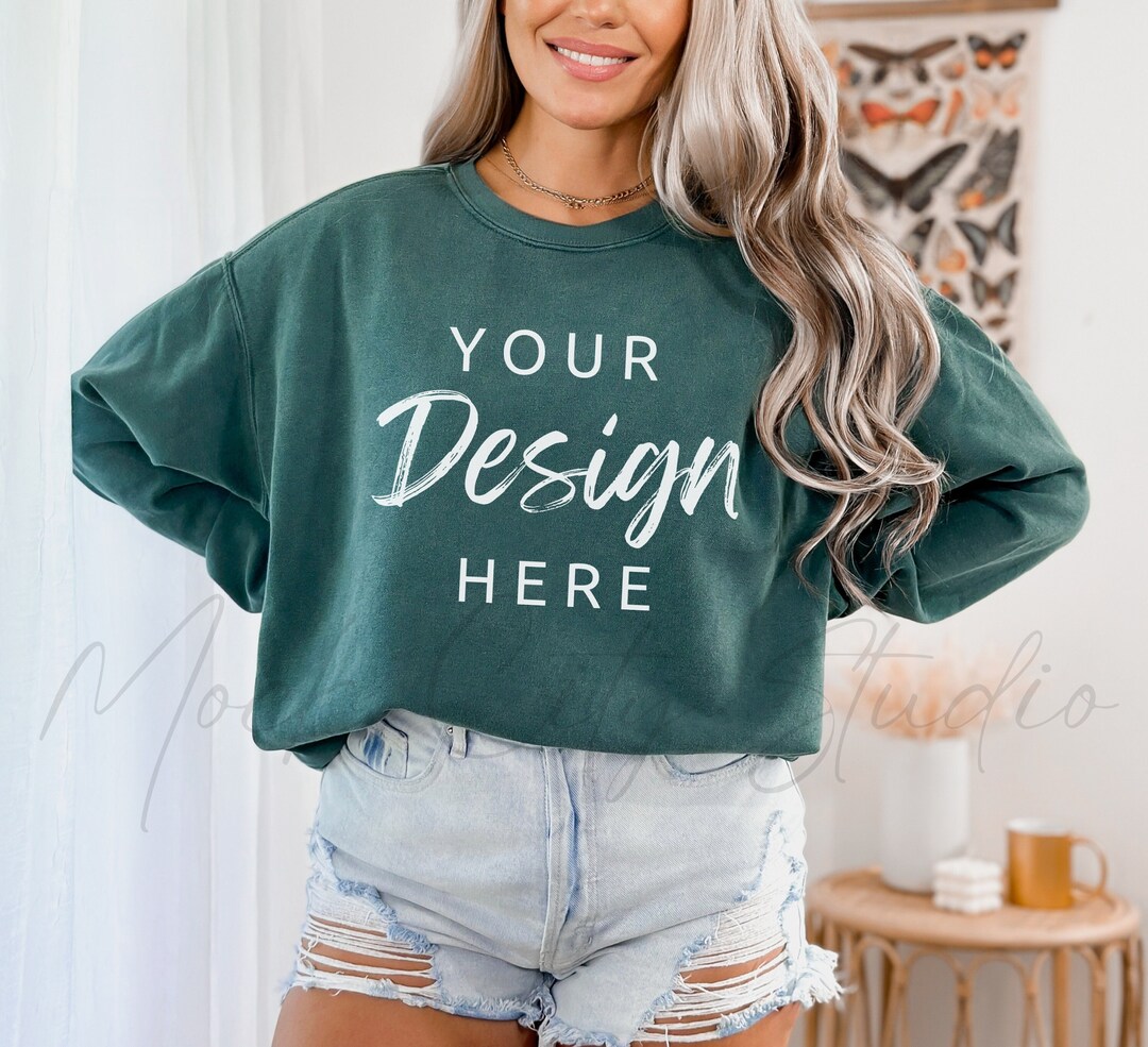 Comfort Colors 1566 Blue Spruce Mockup, Comfort Colors Sweatshirt ...