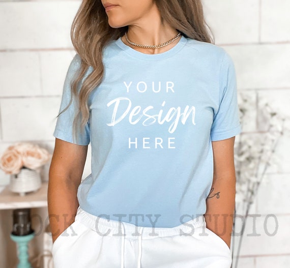 Light Blue Bella Canvas Shirt Mockup 3001 Tshirt Mock up Tee - Etsy