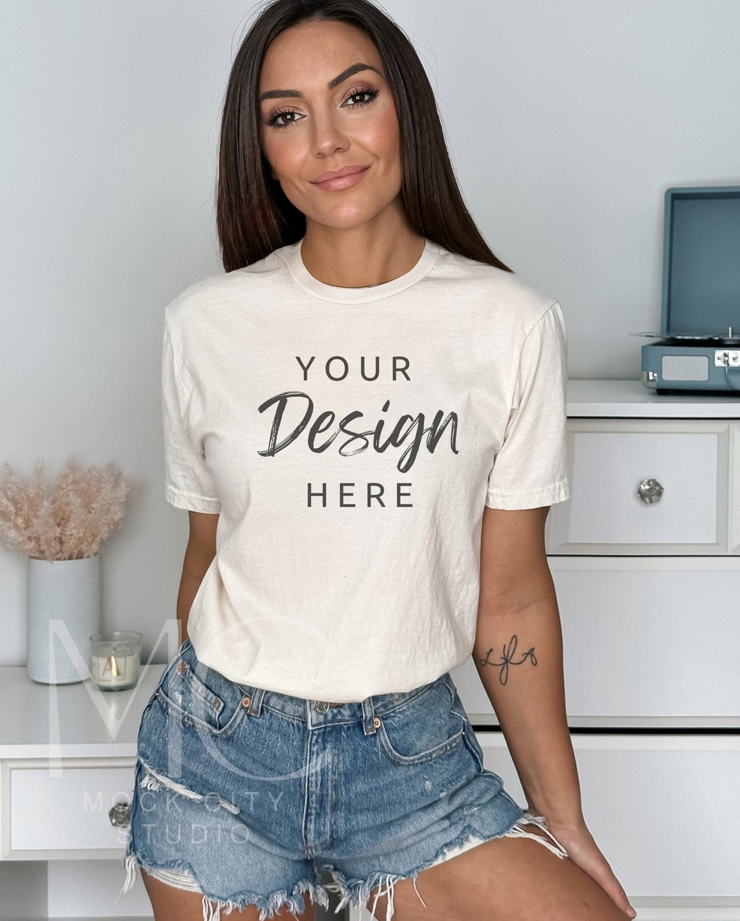 Gildan Natural Tshirt Mockup, Gildan 64000 Mockup, Soft Style T Shirt ...