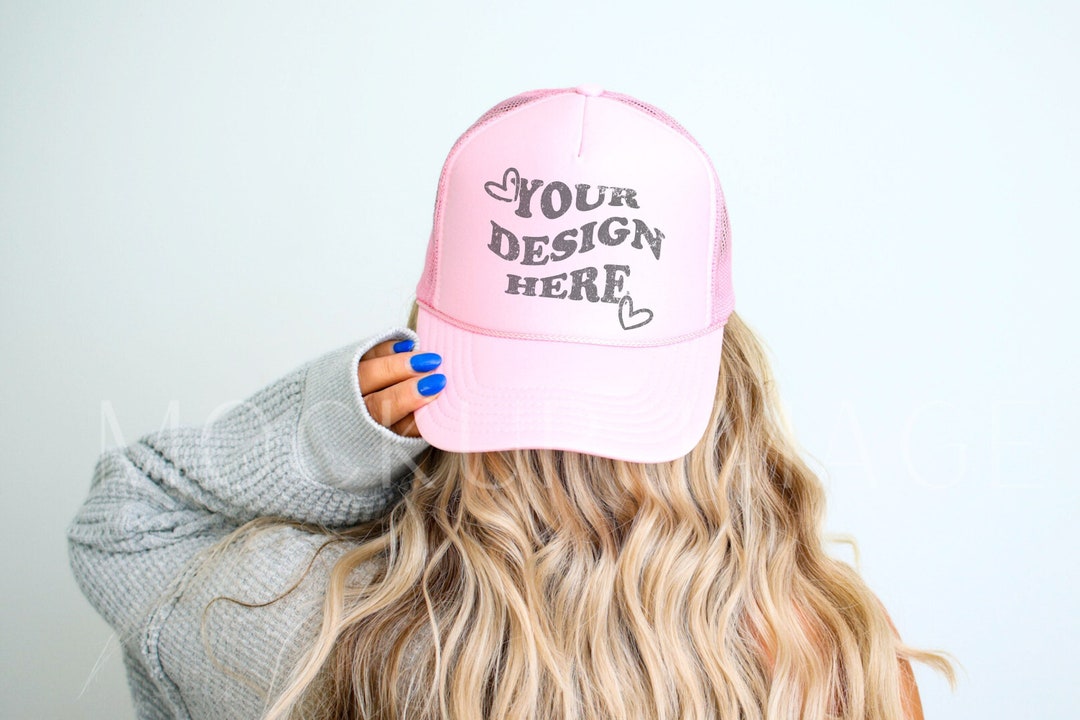 Soft Pink Otto Foam Trucker Hat Mockup, Otto Cap Mock Up, Light Pink ...