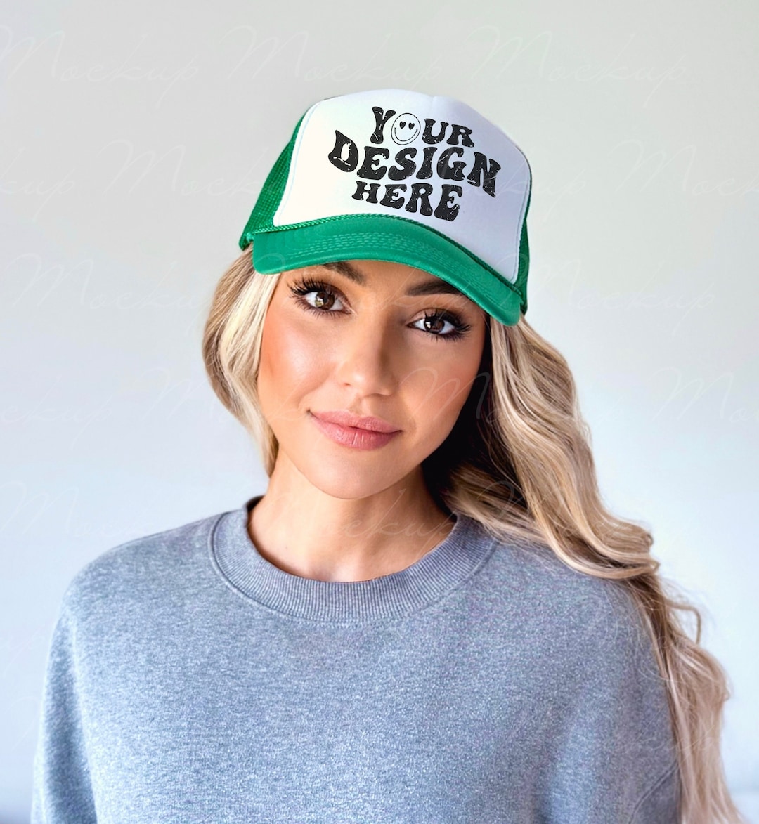 Green Foam Trucker Hat Mockup, Otto Cap Mock Up, Green Baseball Hat ...
