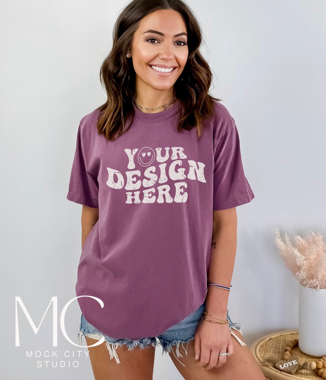 Comfort Colors Berry Mockup, C1717 Tshirt Mockup, Model Mockup, Purple ...