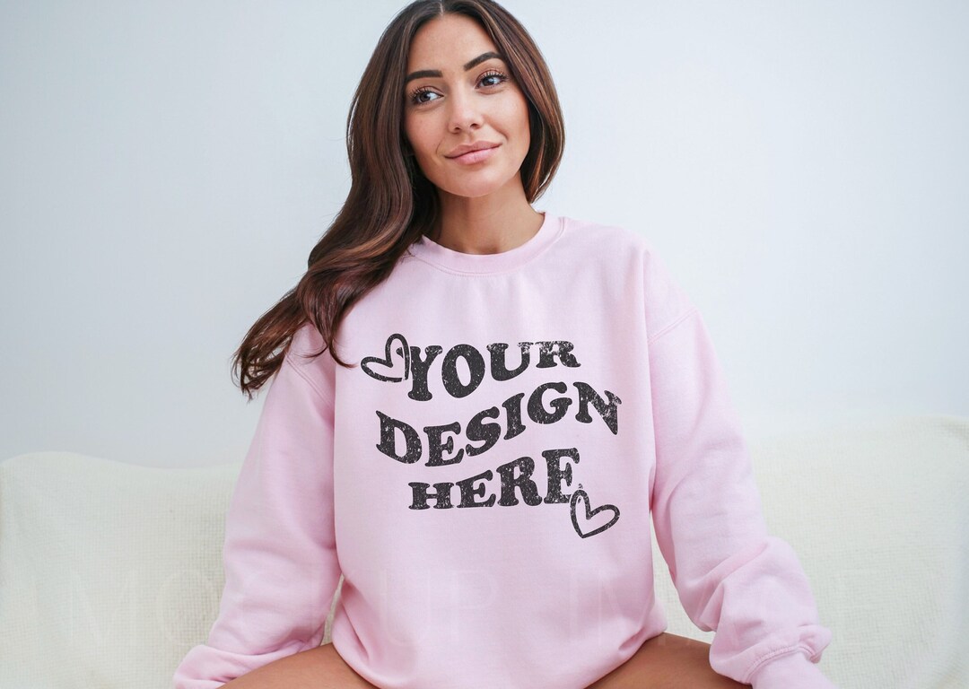 Gildan 18000 Mockup, Light Pink Gildan 18000 Mockup, Gildan Crewneck ...