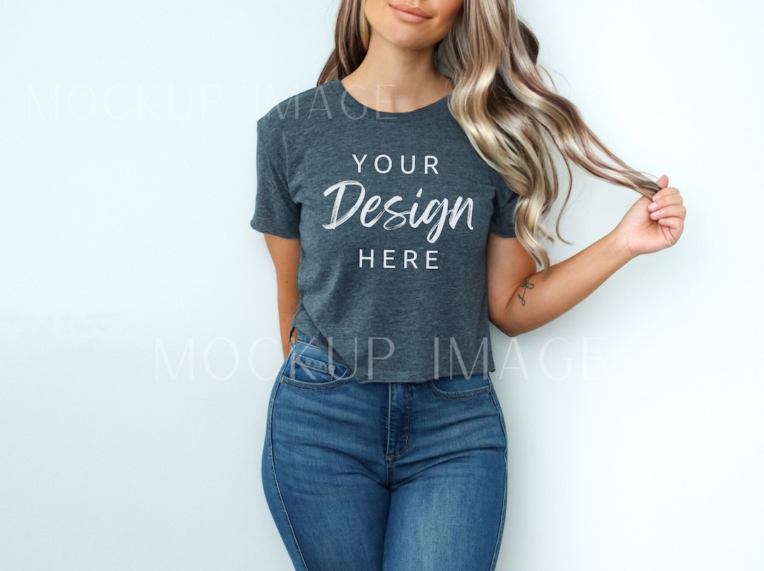 Next Level 5080 Mockup, Antique Denim 5080 Crop Top Mockup, Cropped ...
