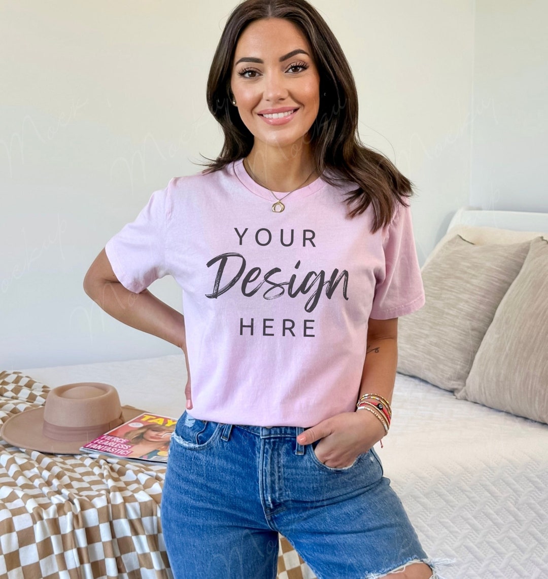 Bella Canvas 3001 Pink Mockup, Tshirt Mockup, Bella Shirt Mockup, Model ...
