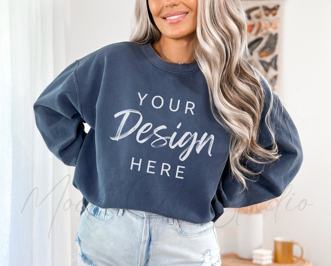 Comfort Colors 1566 Denim Mockup, Comfort Colors Sweatshirt Mockup ...
