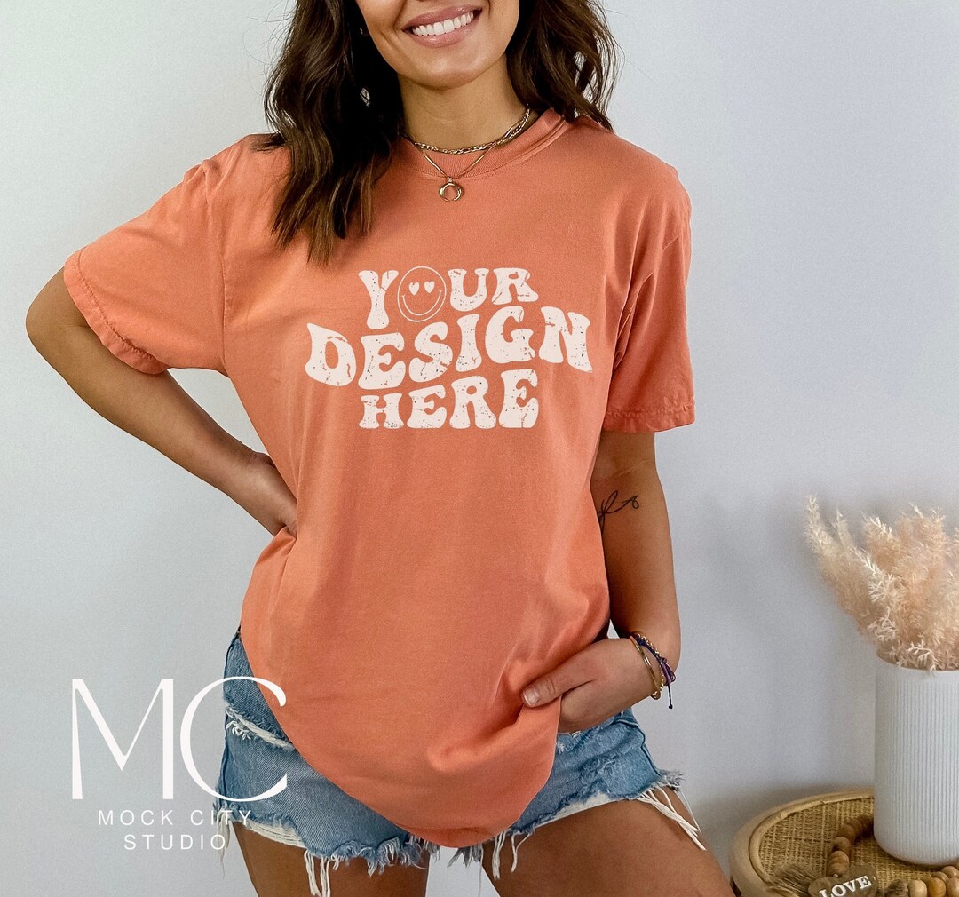 Comfort Colors Terracotta Mockup, C1717 Tshirt Mockup, Model Mockup ...