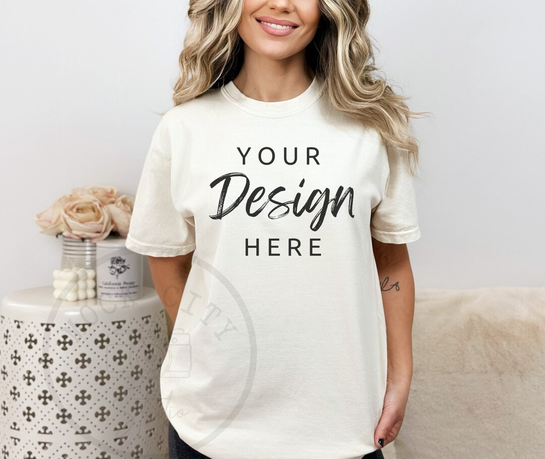 Comfort Colors C1717 Ivory Shirt Mockup, Tshirt Mockup, Ivory Tee ...