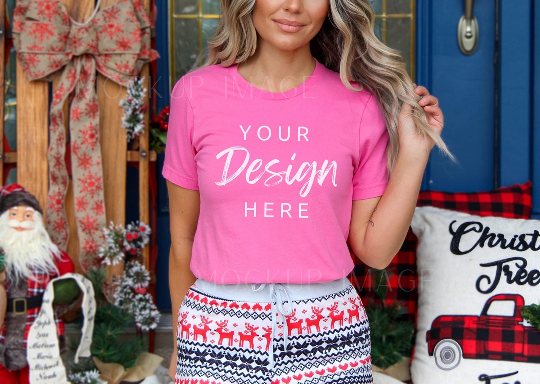 Bella Canvas Charity Pink Mockup, Bella Canvas 3001 Tshirt Mockup, Pink ...