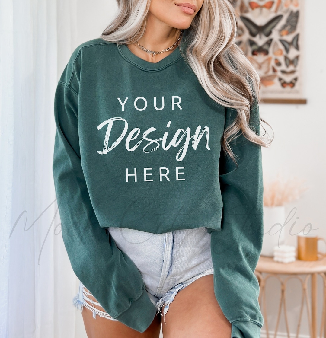 Comfort Colors 1566 Blue Spruce Mockup, Comfort Colors Sweatshirt ...
