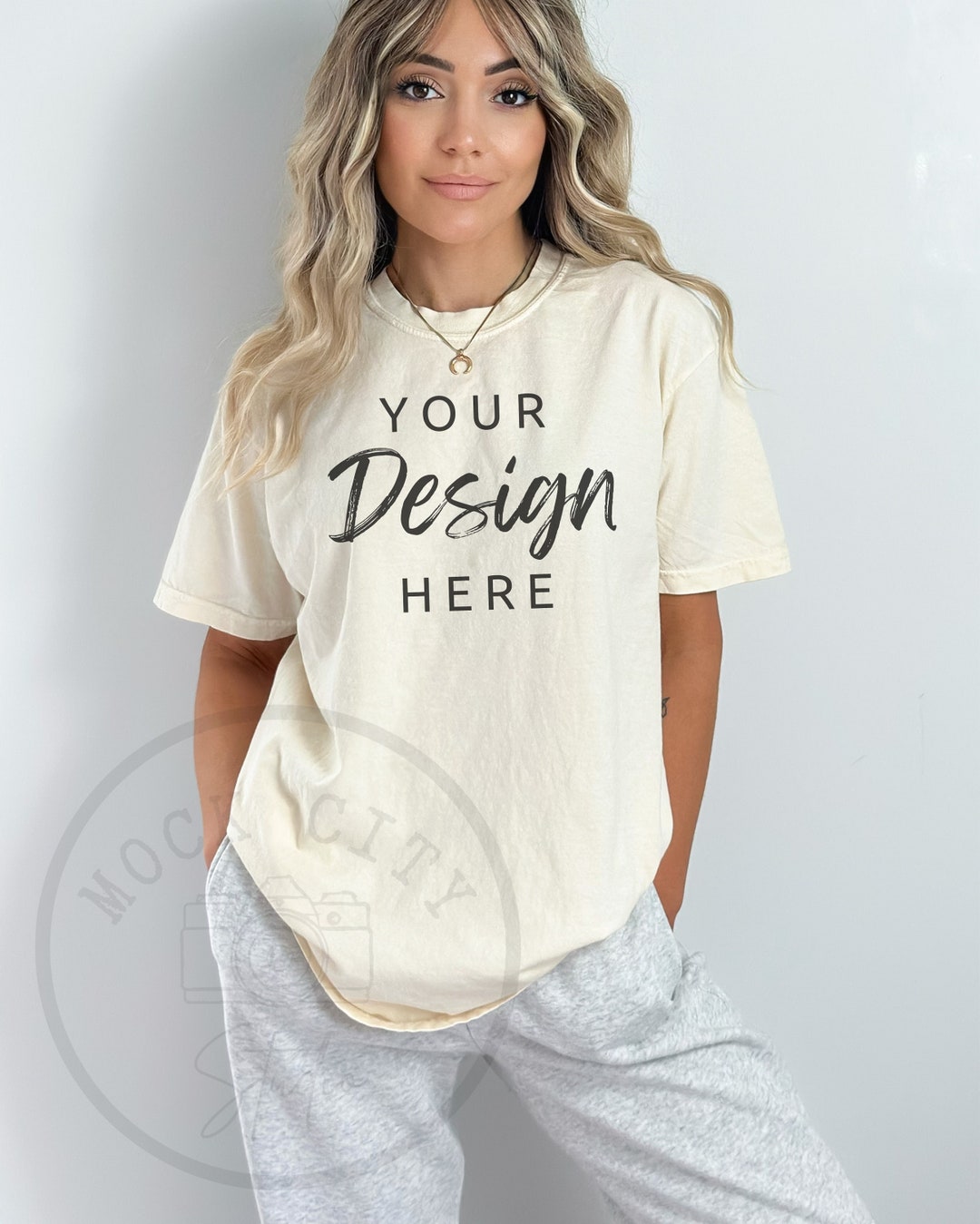 Comfort Colors C1717 Ivory Shirt Mockup, Tshirt Mockup, Ivory Tee ...