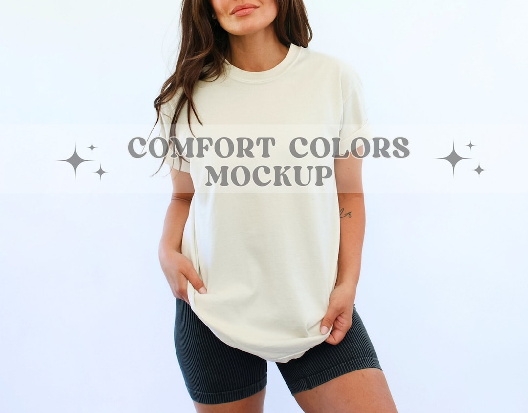 Ivory Comfort Colors 1717 T-shirt Mockup, Comfort Colors Tshirt Mockup ...