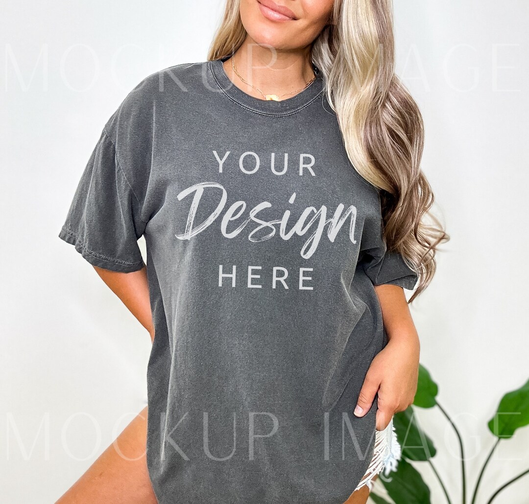 Comfort Colors C1717 Pepper Shirt Mockup - Oversized Mockup - Pepper ...