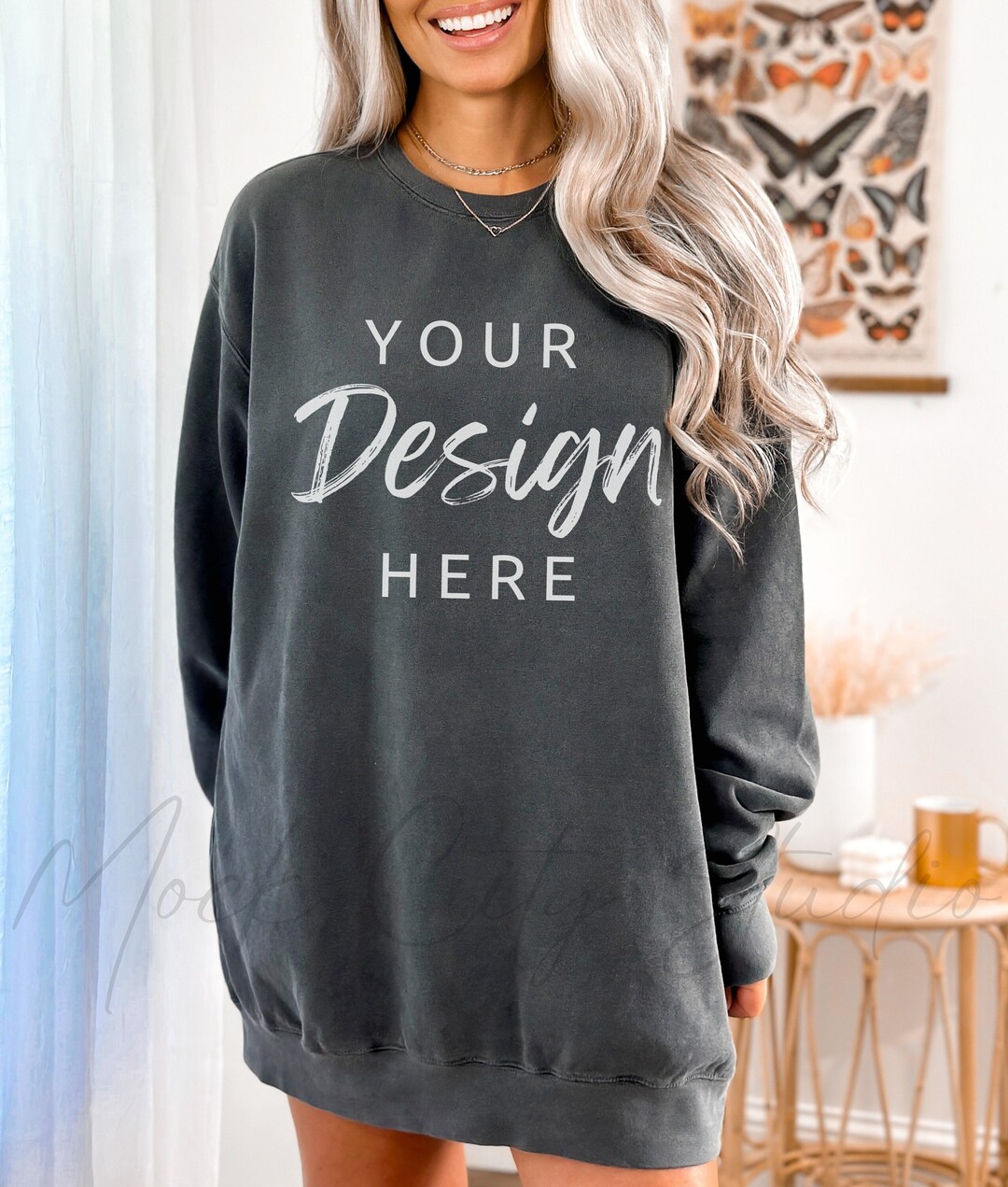 Comfort Colors 1566 Pepper Mockup, Comfort Colors Sweatshirt Mockup ...