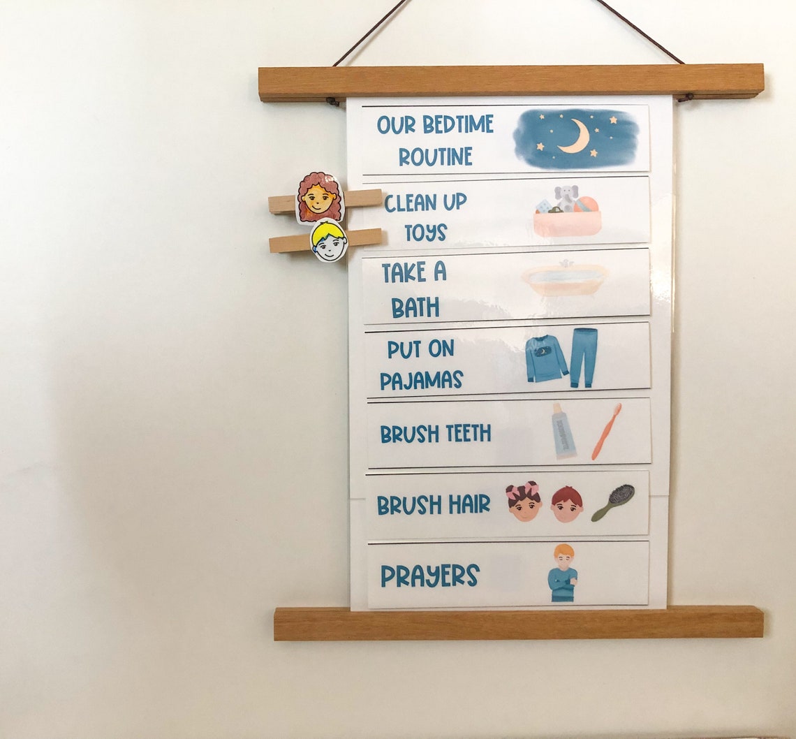 Bedtime Routine Chart Customizable Digital Download - Etsy