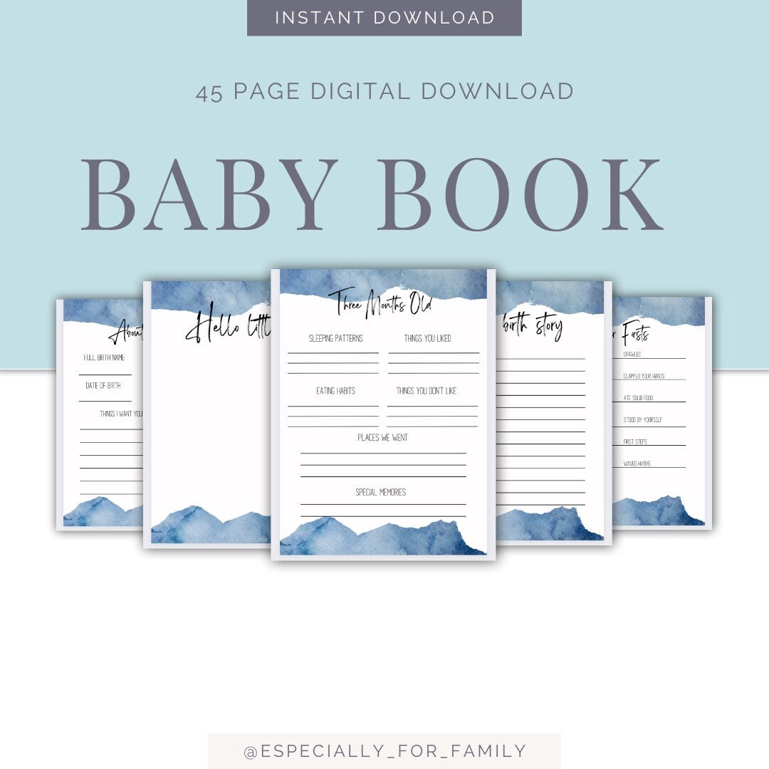 Boy Baby Book Digital Download Baby Book Baby Milestone Book Baby ...
