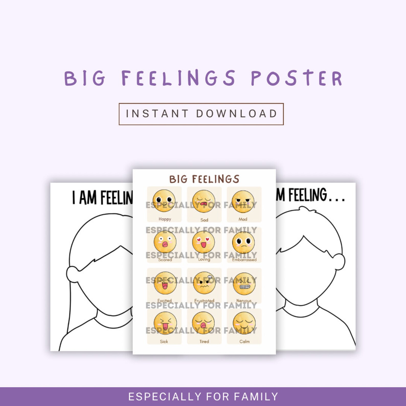 Big Feelings Chart | Homeschooling Poster | Teaching Kids Emotion ...