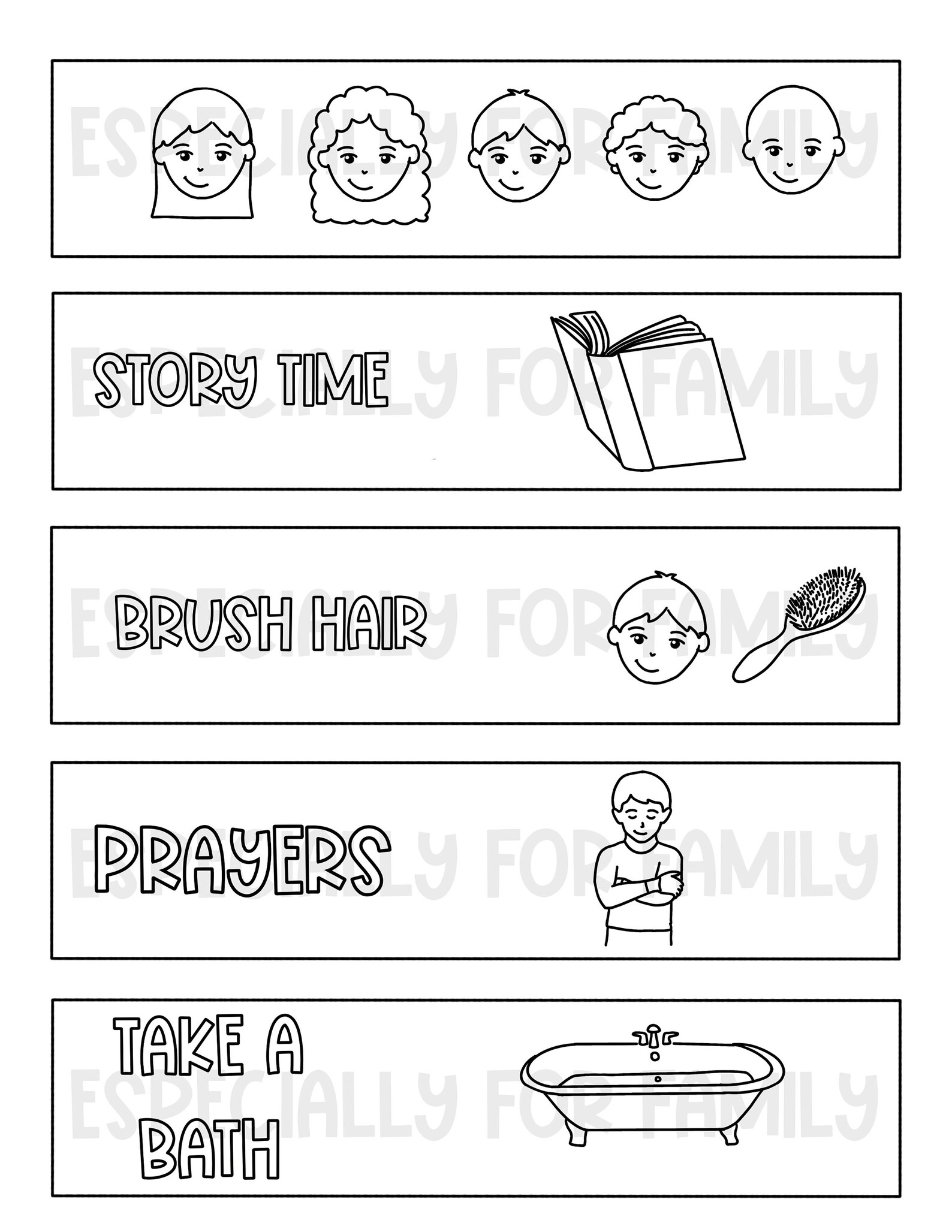 Bedtime Routine Chart | Customizable Digital Download | Teaching Kids ...