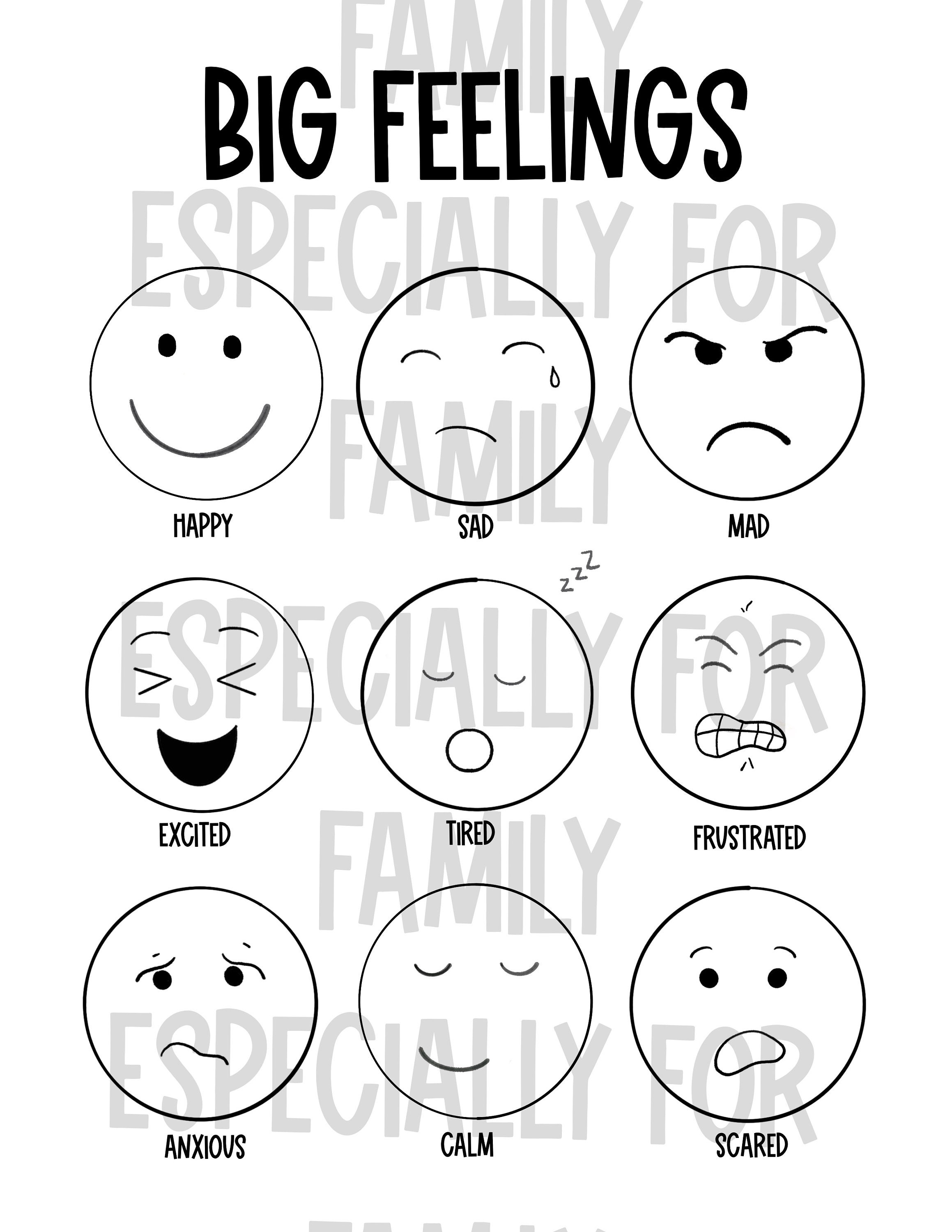 Big Feelings Chart Bright Color Pallet Teaching Kids Emotion - Etsy ...