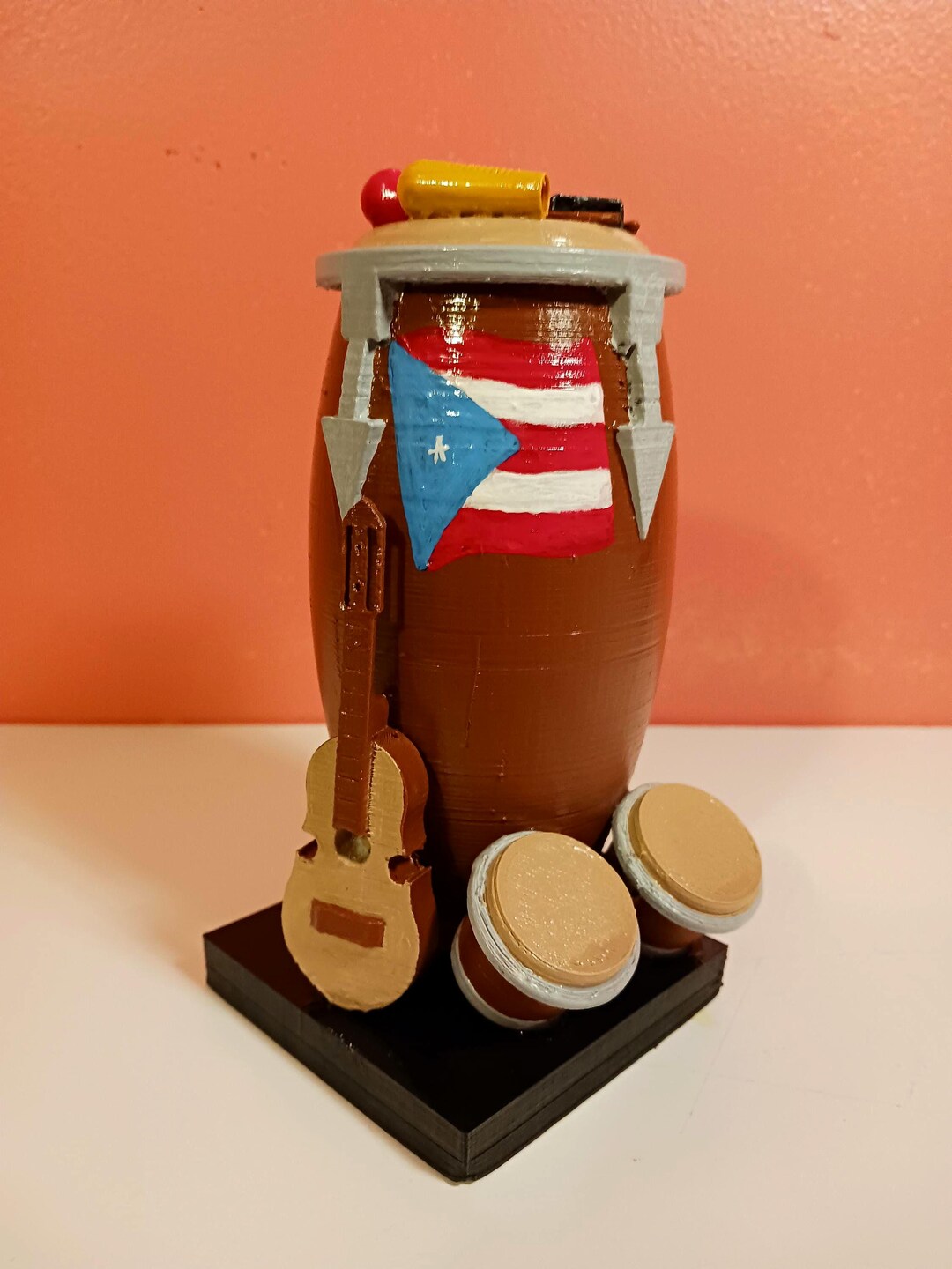 Hand-painted 3D Printed Conga Drum: Puerto Rican Music Decor - Etsy