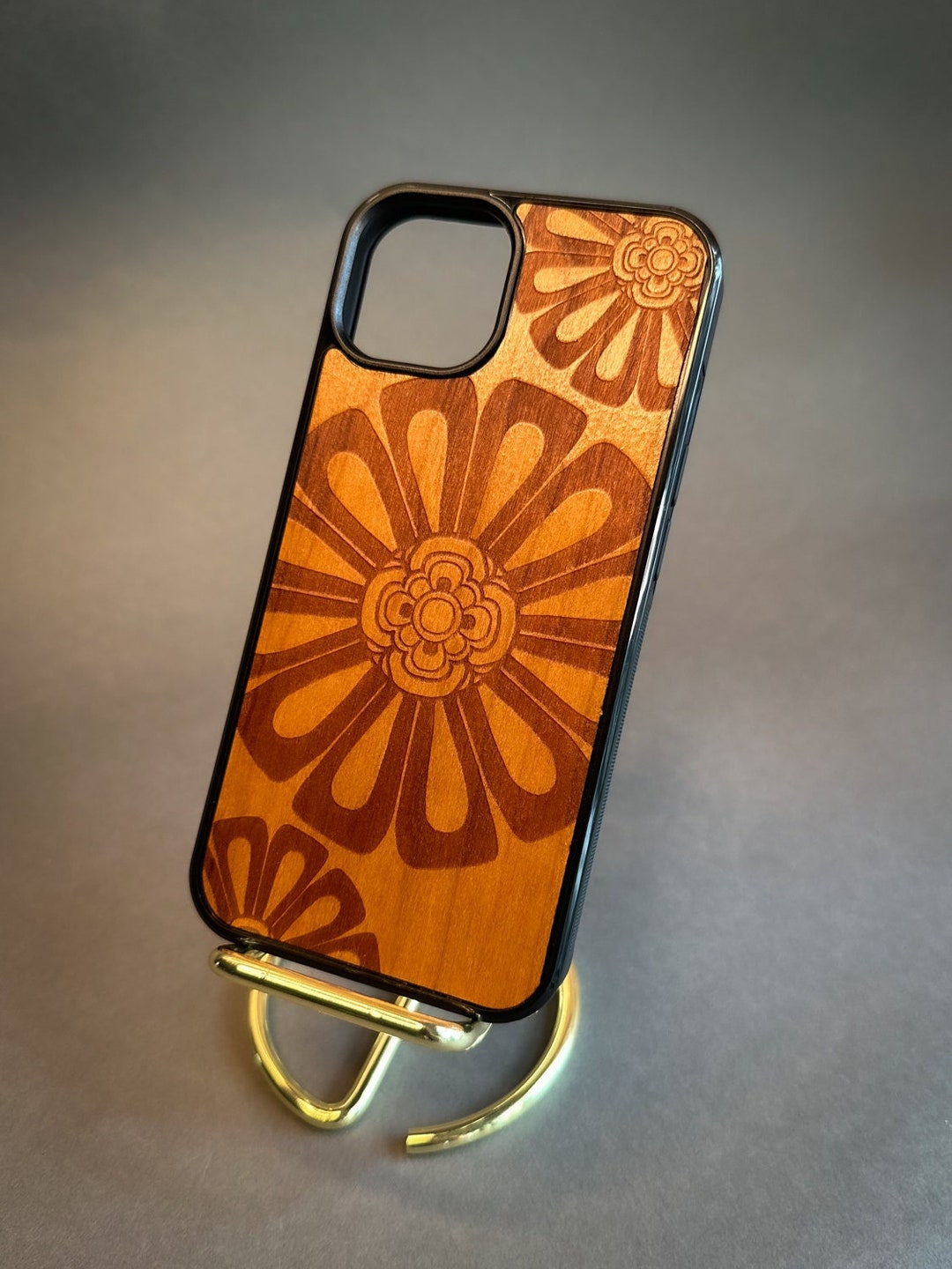 Groovy Flower - Engraved Wood Phone Case - Etsy