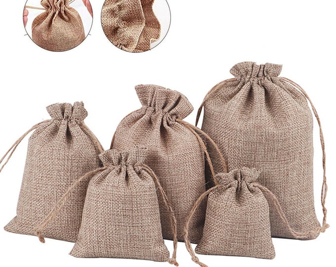 Hessian Jute Burlap Drawstring Pouch Large Medium Small Plain or ...