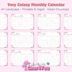 Very Cutesy: 2025 Calendar — Printable & Digital Download | Cute Dated ...